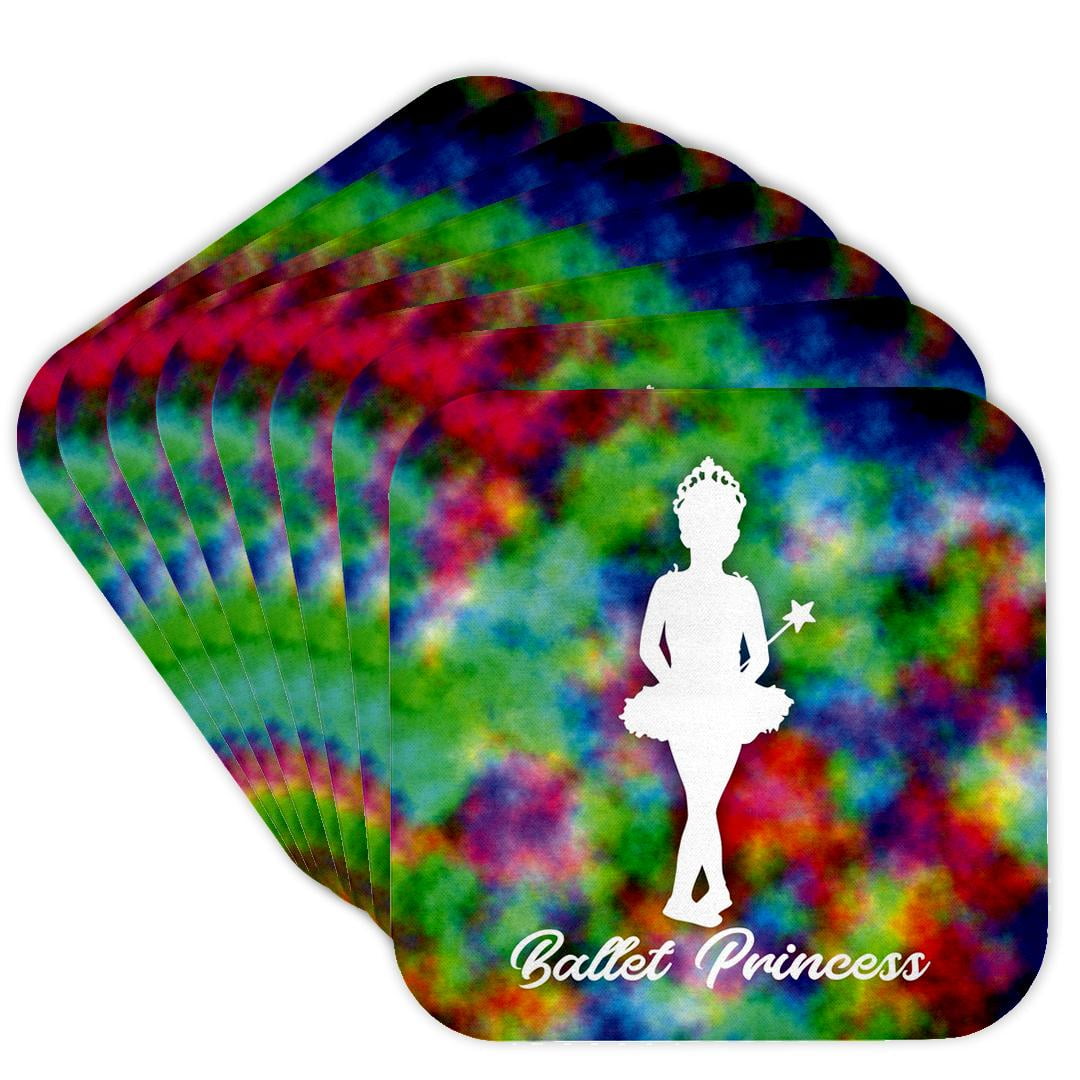 3drose, Colorful Ballet Princess Design in White over Rainbow Backgound ...