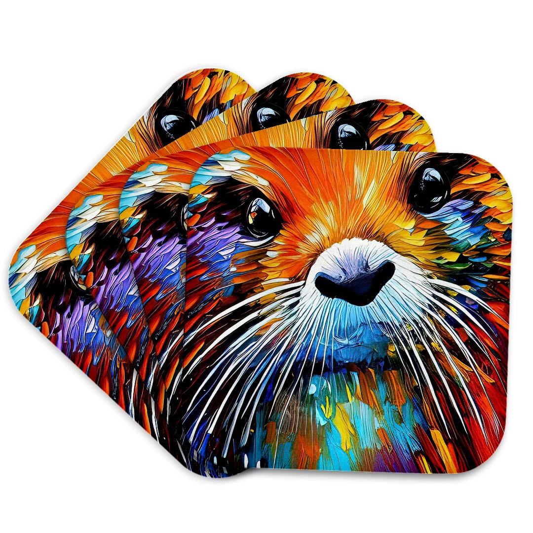 3drose, Colorful Face Portrait of an Otter Wild Animal in Orange, Blue ...
