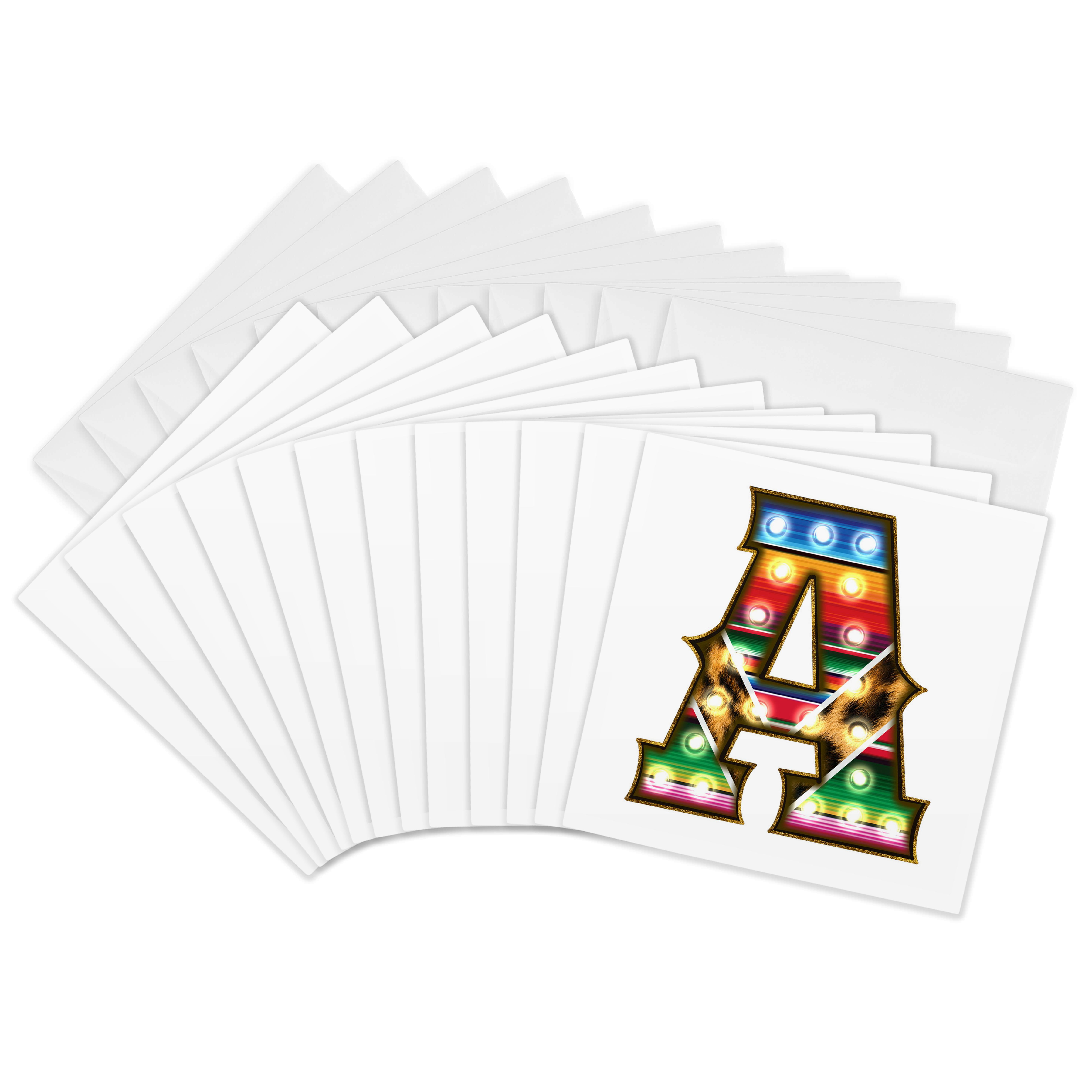 3drose, Colorful Image of Marquee Lights Monogram A, 12 Greeting Cards ...