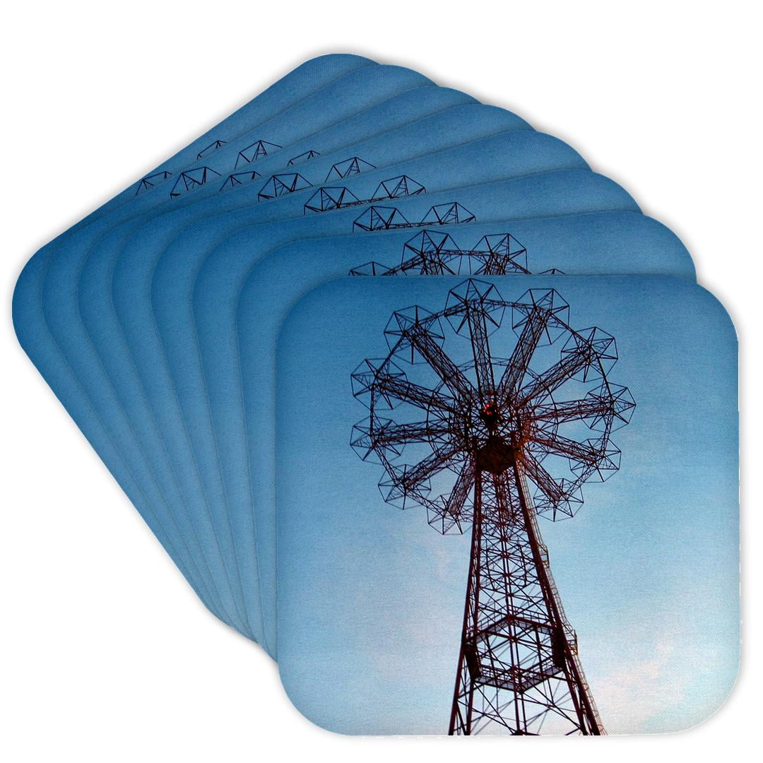 3drose, Coney Island Parachute Jump, Set of 8 Coasters - Cork - Walmart.com