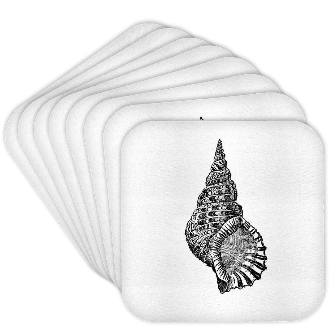 3drose, Conical Seashell. Black and White Beach Sea Shell Spiral ...