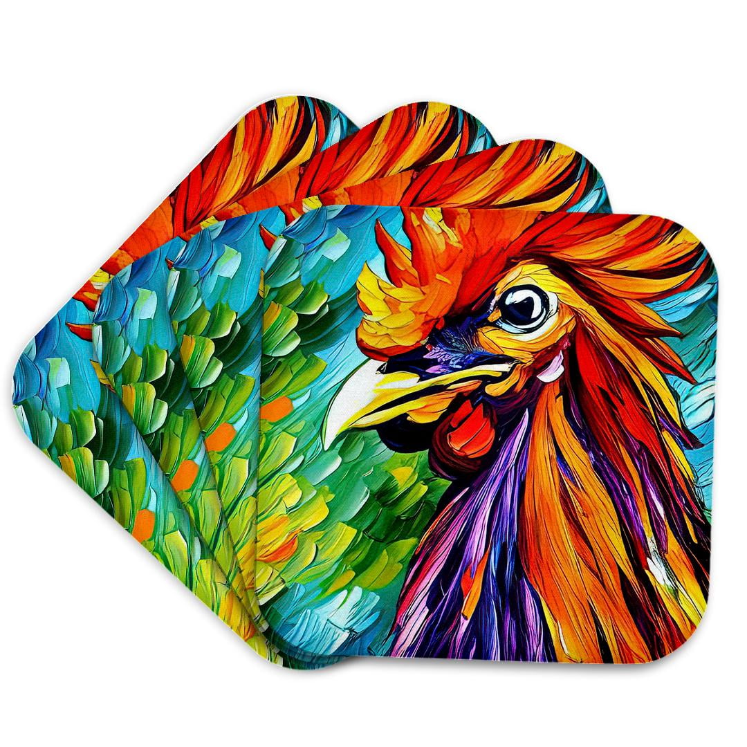 3drose, Cool Colorful Rooster Portrait. Chic Digital Painting Gift ...