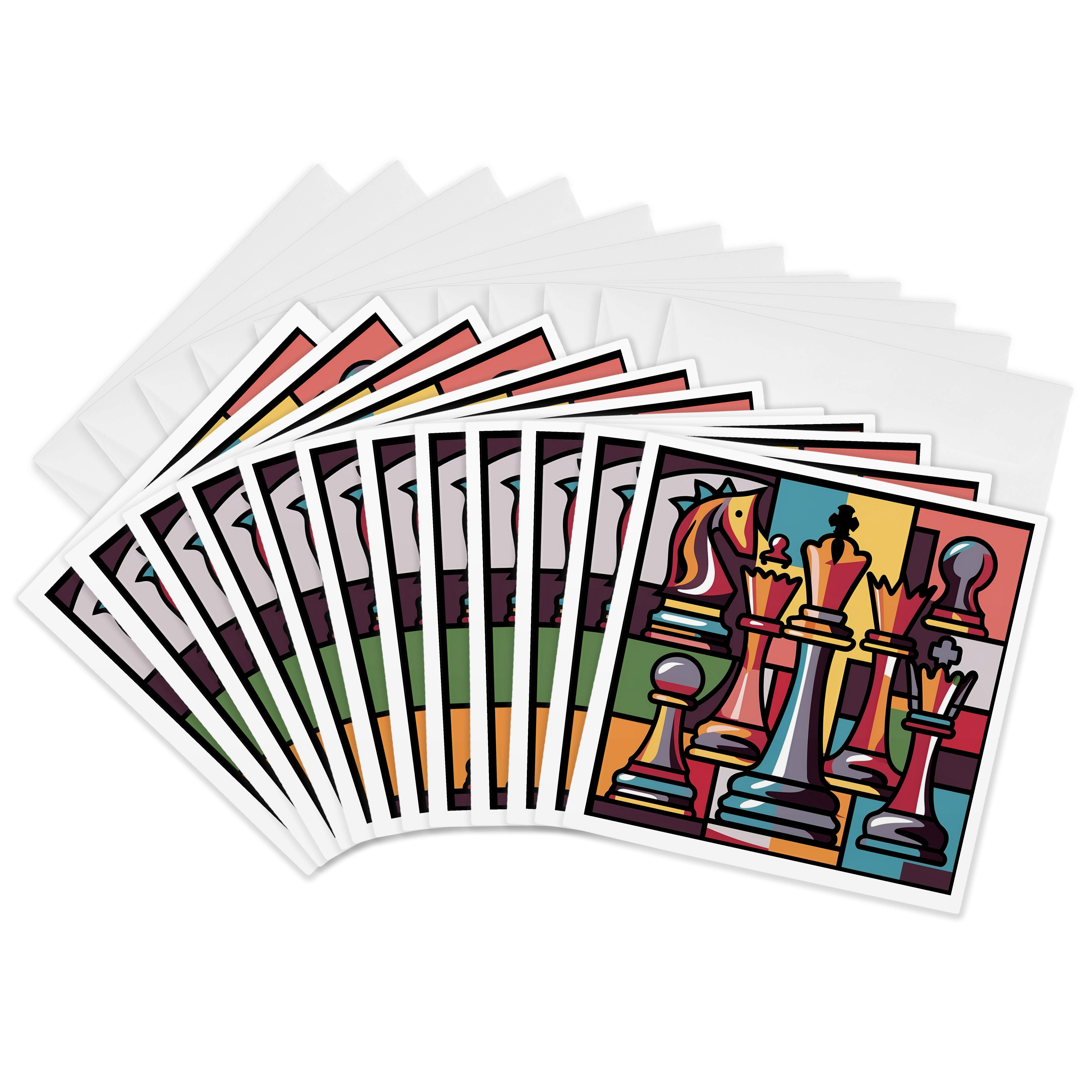 3drose, Cool Fun Colorful Assorted Chess Game Pieces Abstract Art, 12 ...