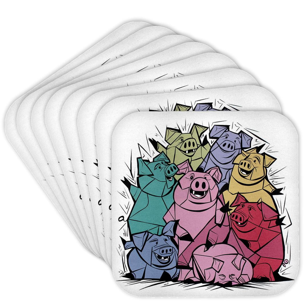 3drose, Cool Funny Colorful Assorted Pigs Farm Animal Abstract Art, Set ...
