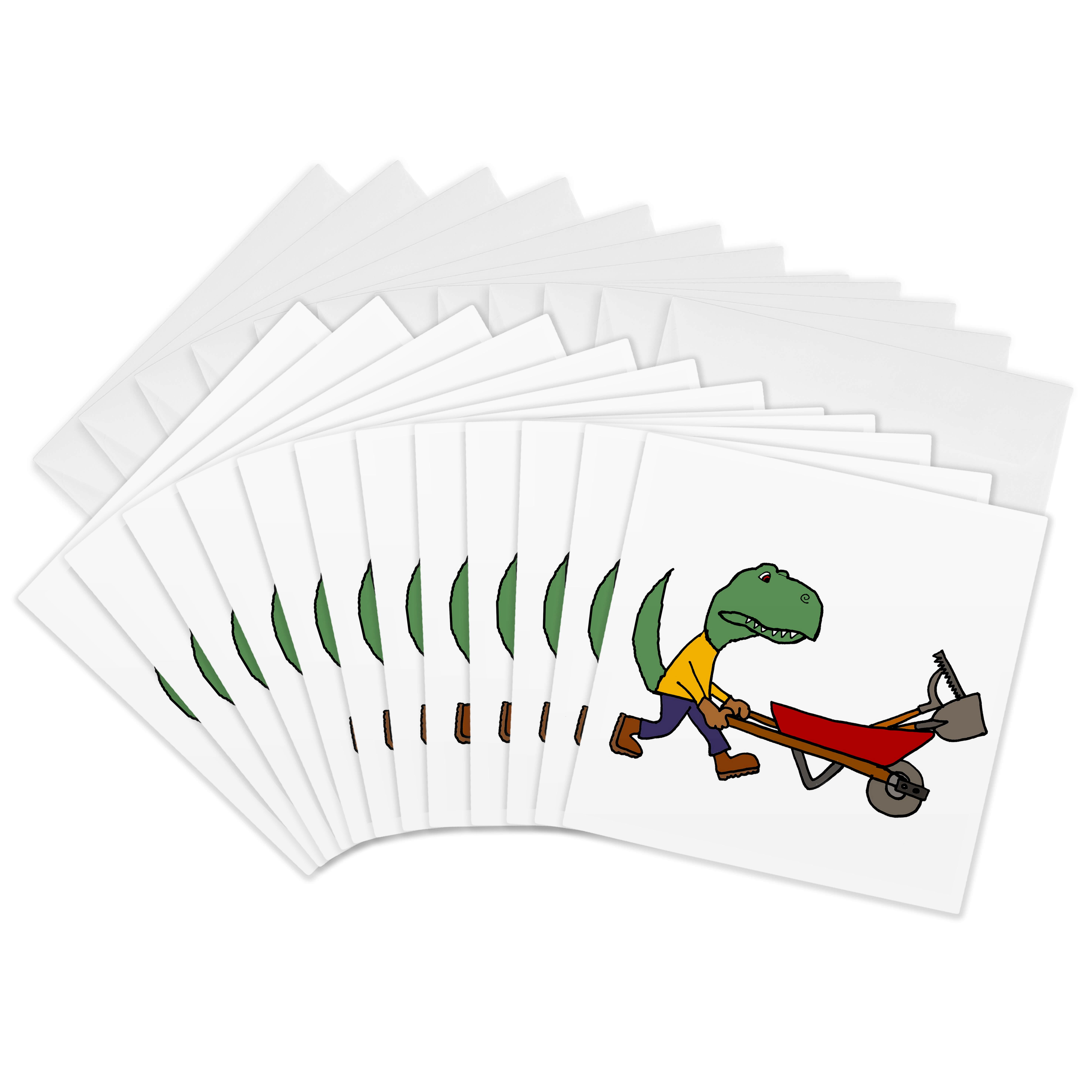 3drose, Cool Humorous T-rex Dinosaur Pushing Wheelbarrow Cartoon, 12 ...