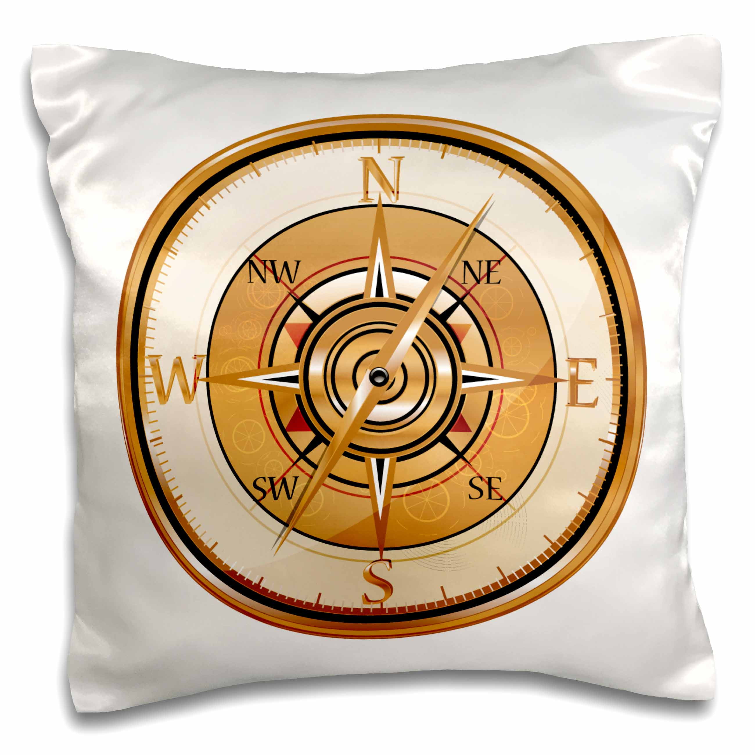 3drose, Copper Natical Compass Illustration, 16x16 inch Pillow Case ...