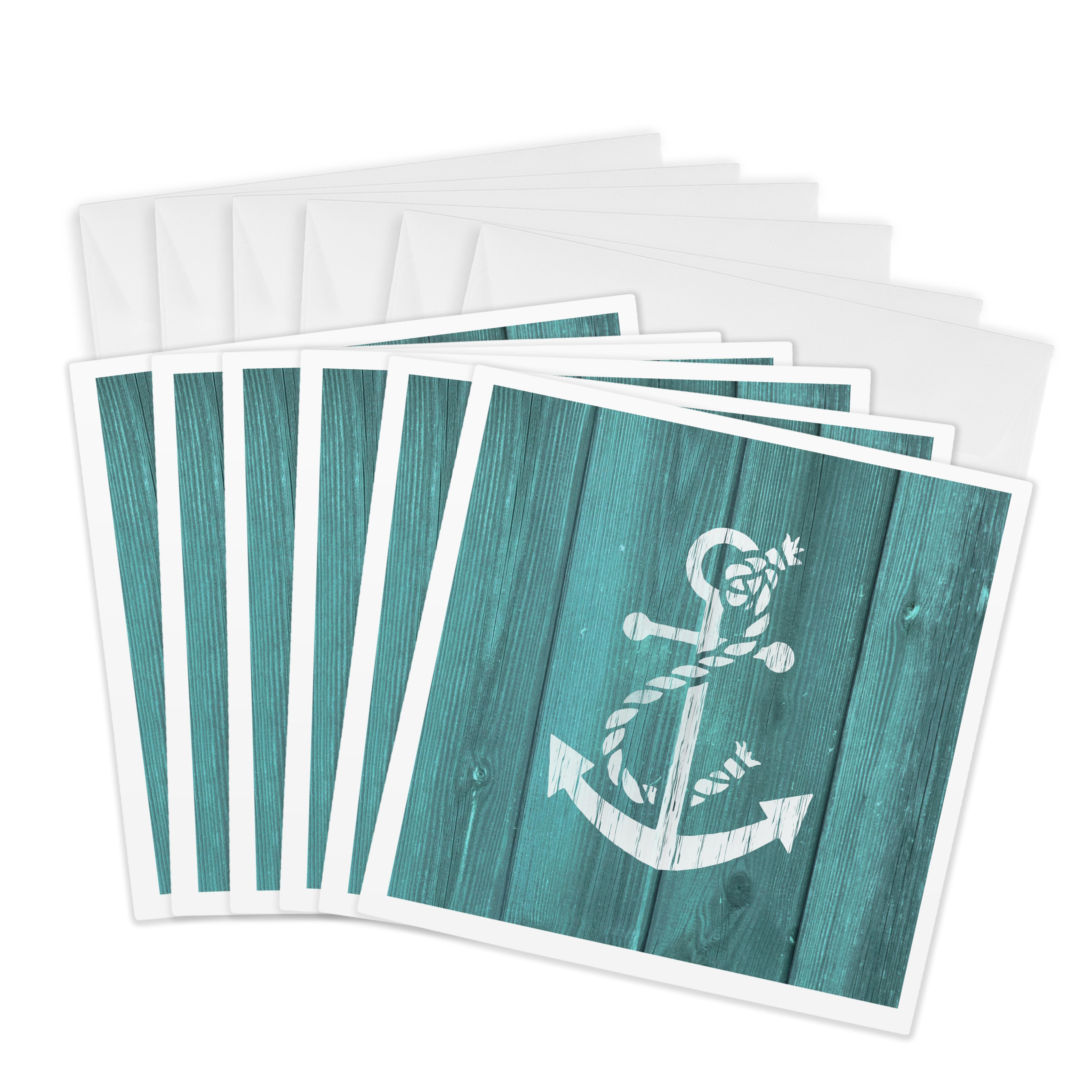3drose, Cracked White Painted Anchor on Blue Background- Not Real Wood ...