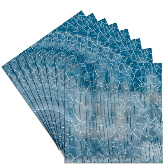 3drose, Crackled Glass Texture. Blue Color, Set of 8 Ceramic Tile ...