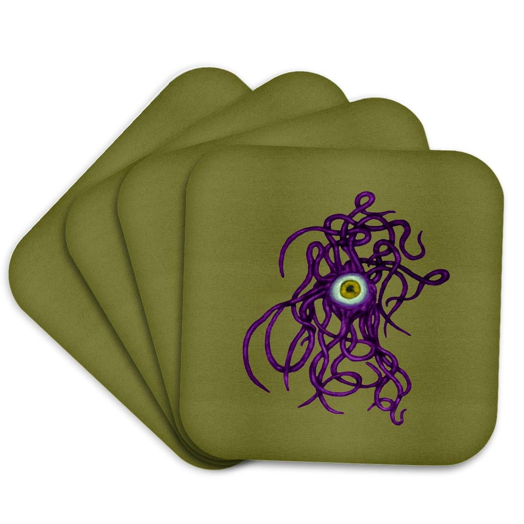 3drose, Creepy Tentacled Evil Eye Cyclops Creature in Purple, Set of 4 ...