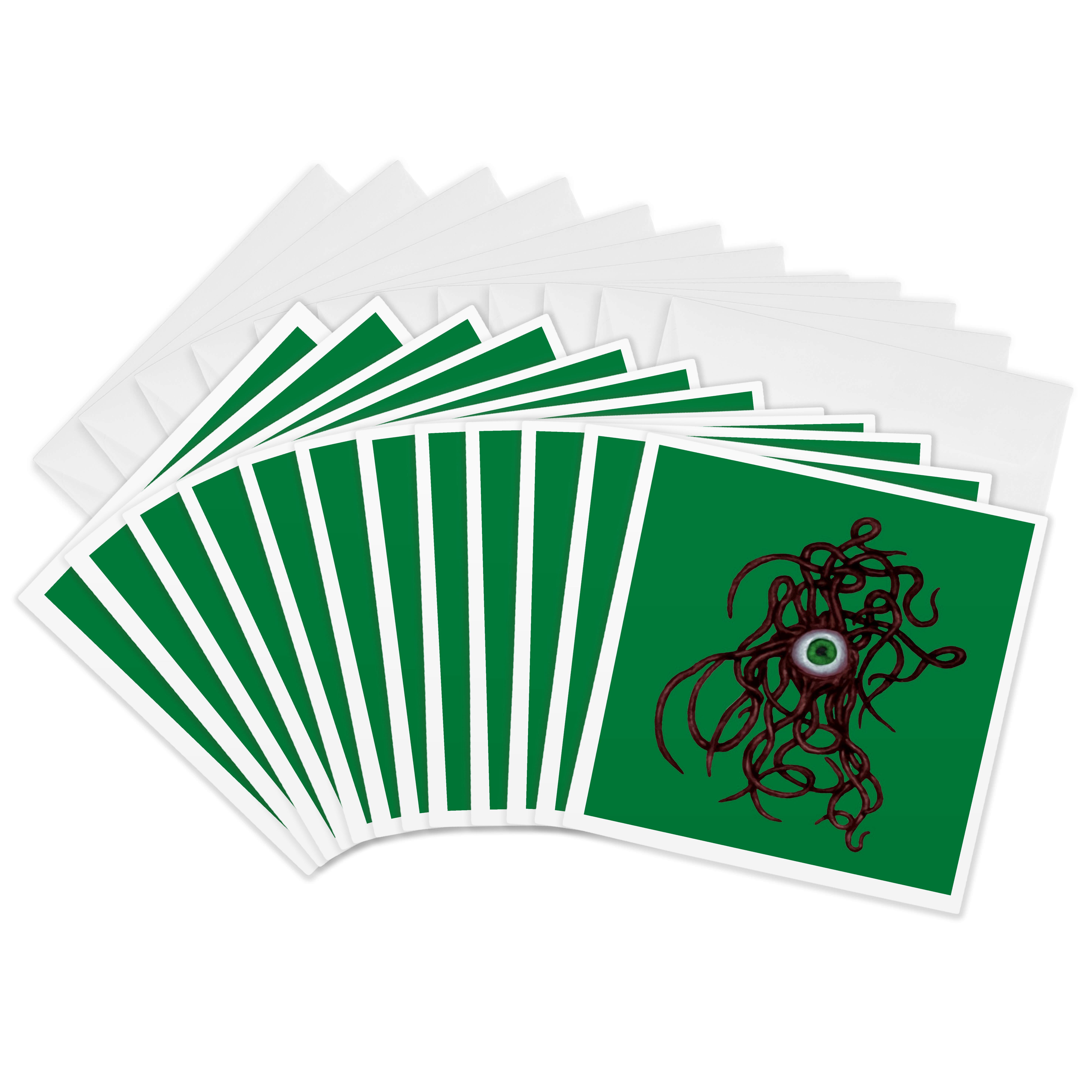 3drose, Creepy Tentacled Evil Eye Cyclops Creature in Red, 12 Greeting ...