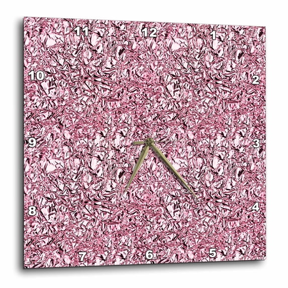 3drose, Crinkled Pink Foil Texture Digital Effect, 15x15 Wall Clock ...