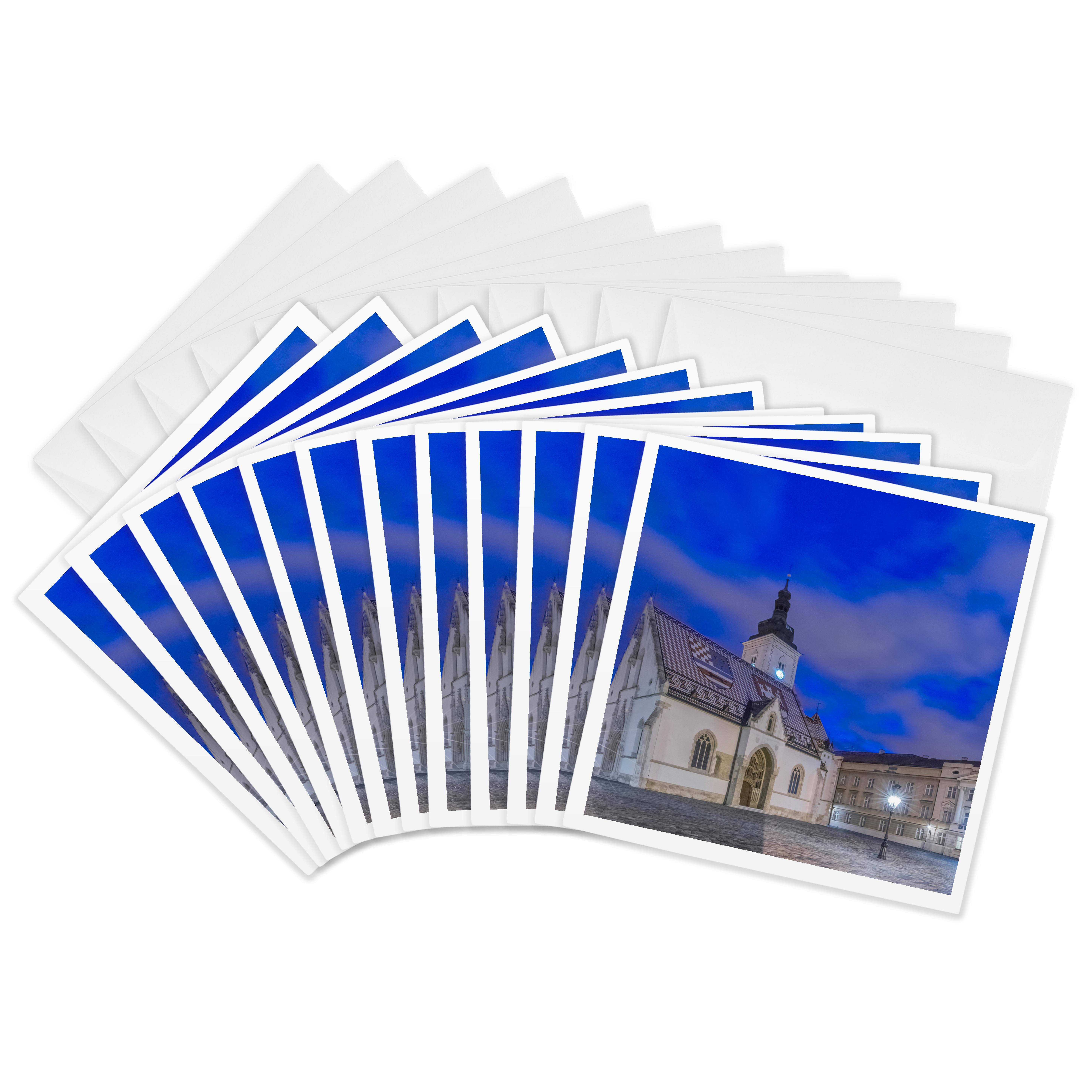 3drose, Croatia, Zagreb, St. Marks Square at Dawn, 12 Greeting Cards ...