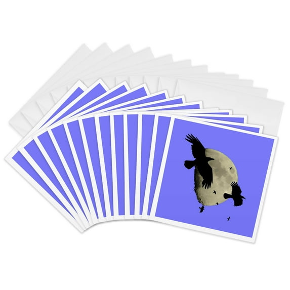 3drose, Crows in Flight Silhouetted Against a Large Moon Vector Art, 12 ...