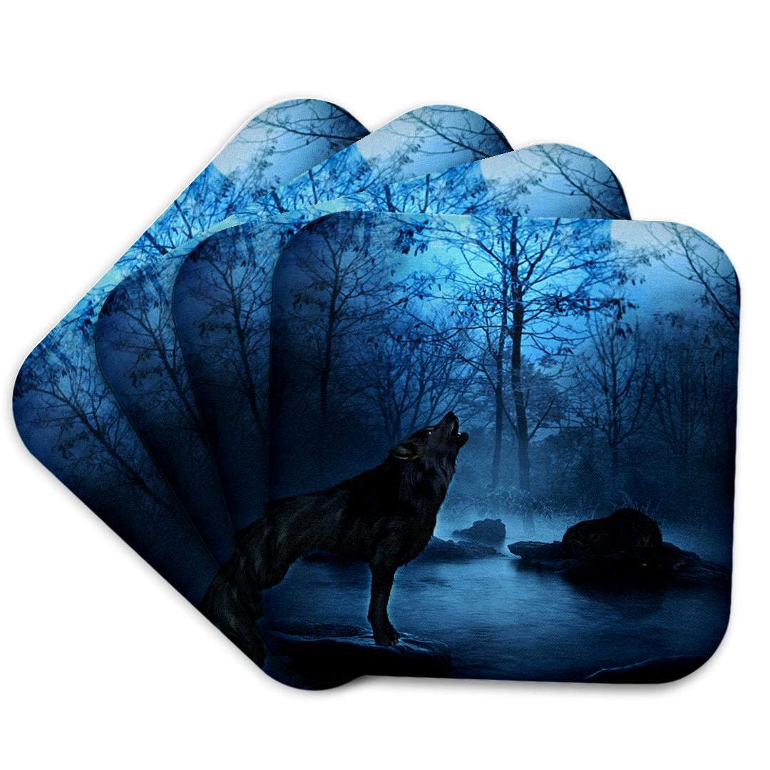 3drose, Crying Wolf at Night - Fantasy Wolves Animal Photography, Set ...