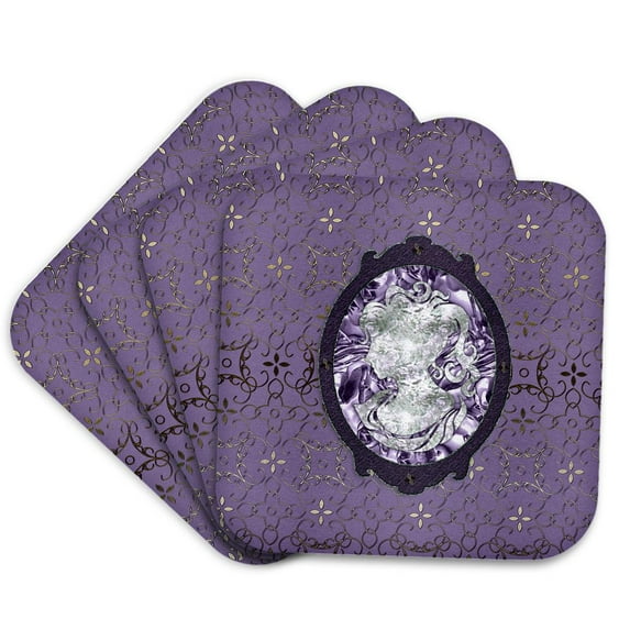 3drose, Crystal Look Cameo, Oval Frame, Ornamental Design, Purple and ...