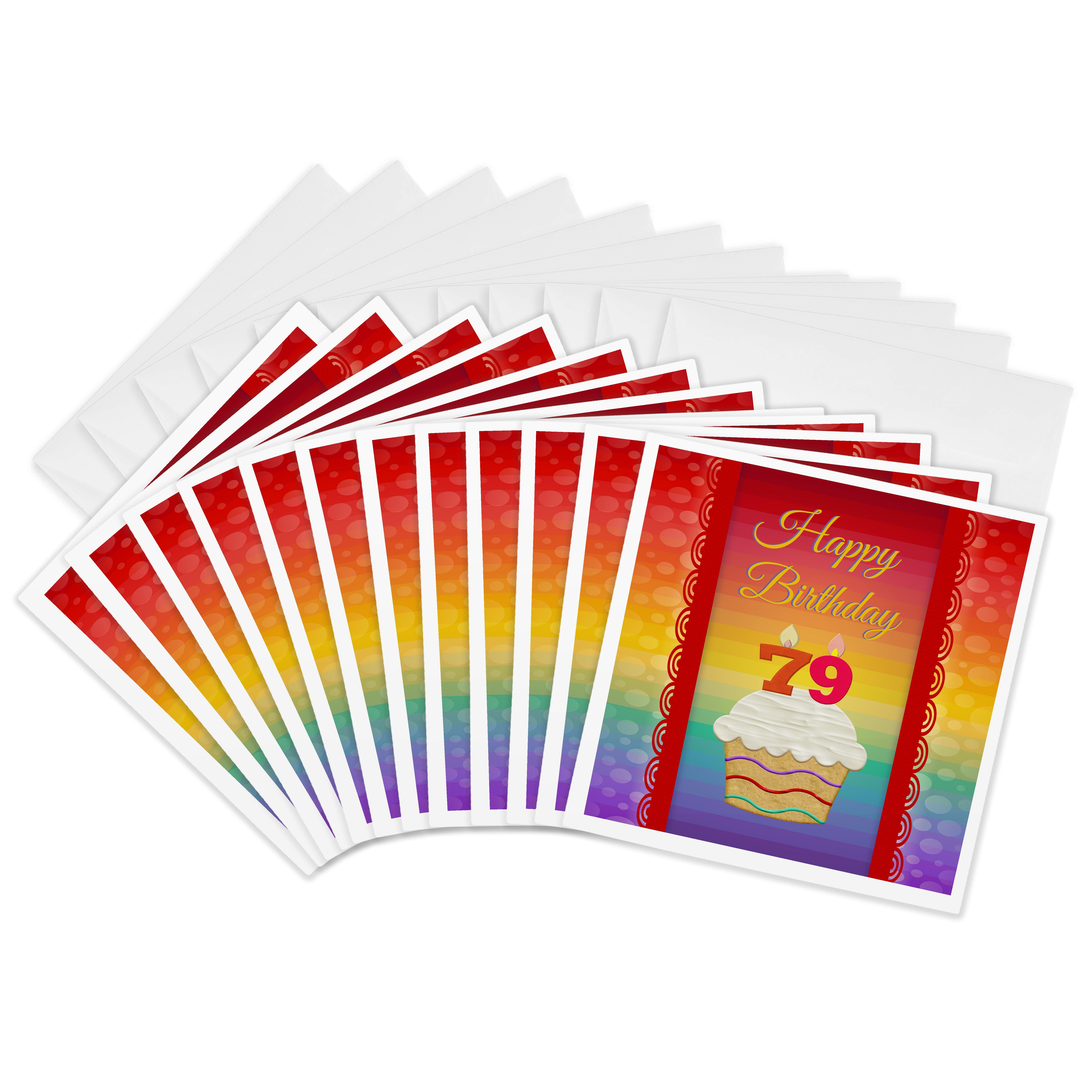 3drose, Cupcake with Number Candles, 79 Years Old Birthday, 12 Greeting ...