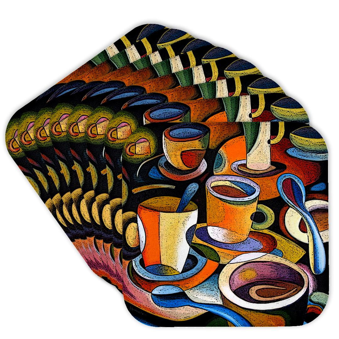 3drose, Cups Poster Mugs Coffe Spoon Abstract Colorful, Set of 8 ...