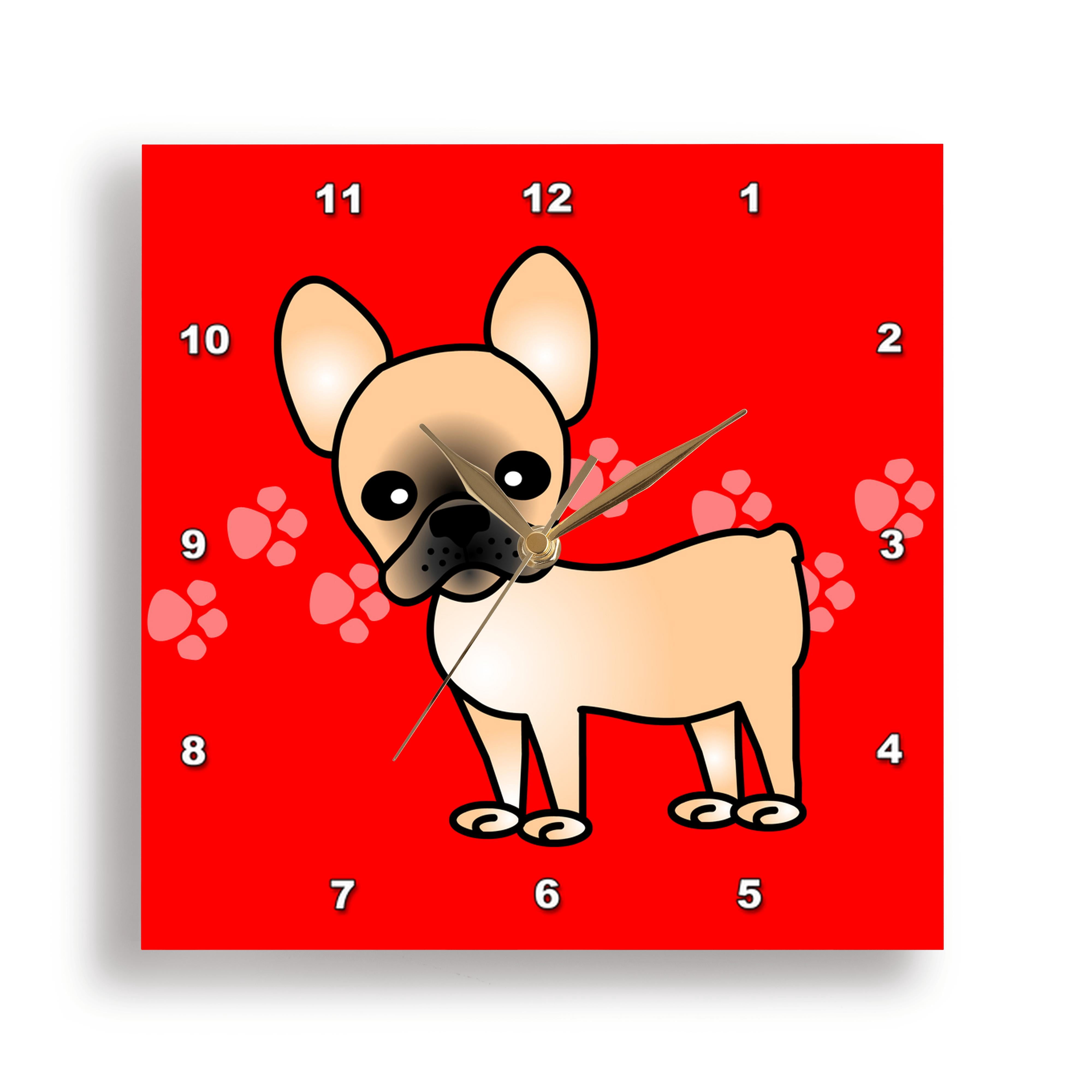 3drose, Cute Black Masked Fawn Cream French Bulldog Red with Pawprints ...