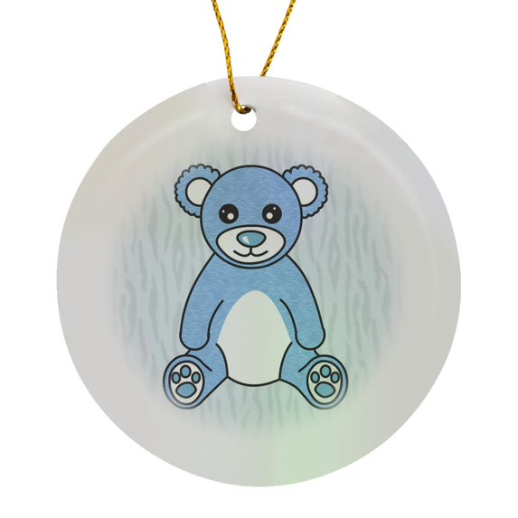 3drose, Cute Blue Teddy Bear, Circle Porcelain Ornament - Walmart.com