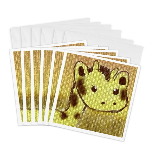 3drose, Cute Cartoon Giraffe Tiles- Animals- Art, 6 Greeting Cards with ...