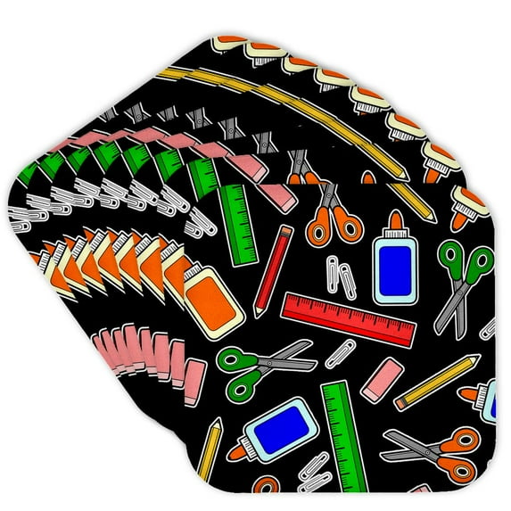 3drose, Cute Cartoon Primary Colors School Supplies - Black, Set of 8 ...