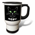 3drose, Cute Cat Face White Line Art Meow Quote, 14oz Stainless Steel ...