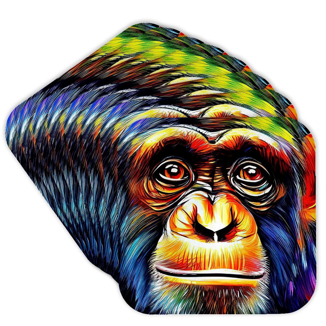 3drose, Cute Chimpanzee Ape Face Portrait. Colorful Digital Art Family ...