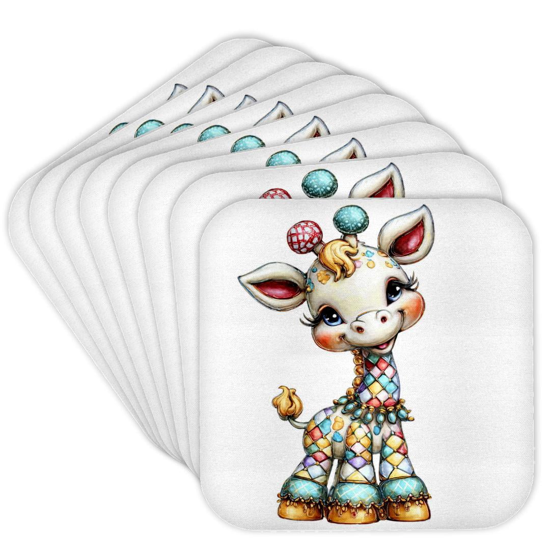 3drose, Cute Circus Giraffe Illustration, Set of 8 Coasters - Cork ...