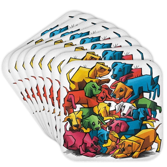 3drose, Cute Cool Fun Assorted Rescue Dogs Cubism Abstract Art Pet ...