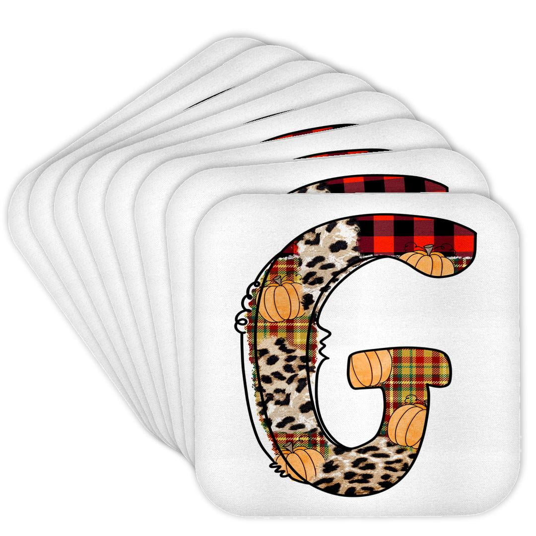 3drose, Cute Fall Patchwork Monogram Initial G, Set of 8 Coasters ...