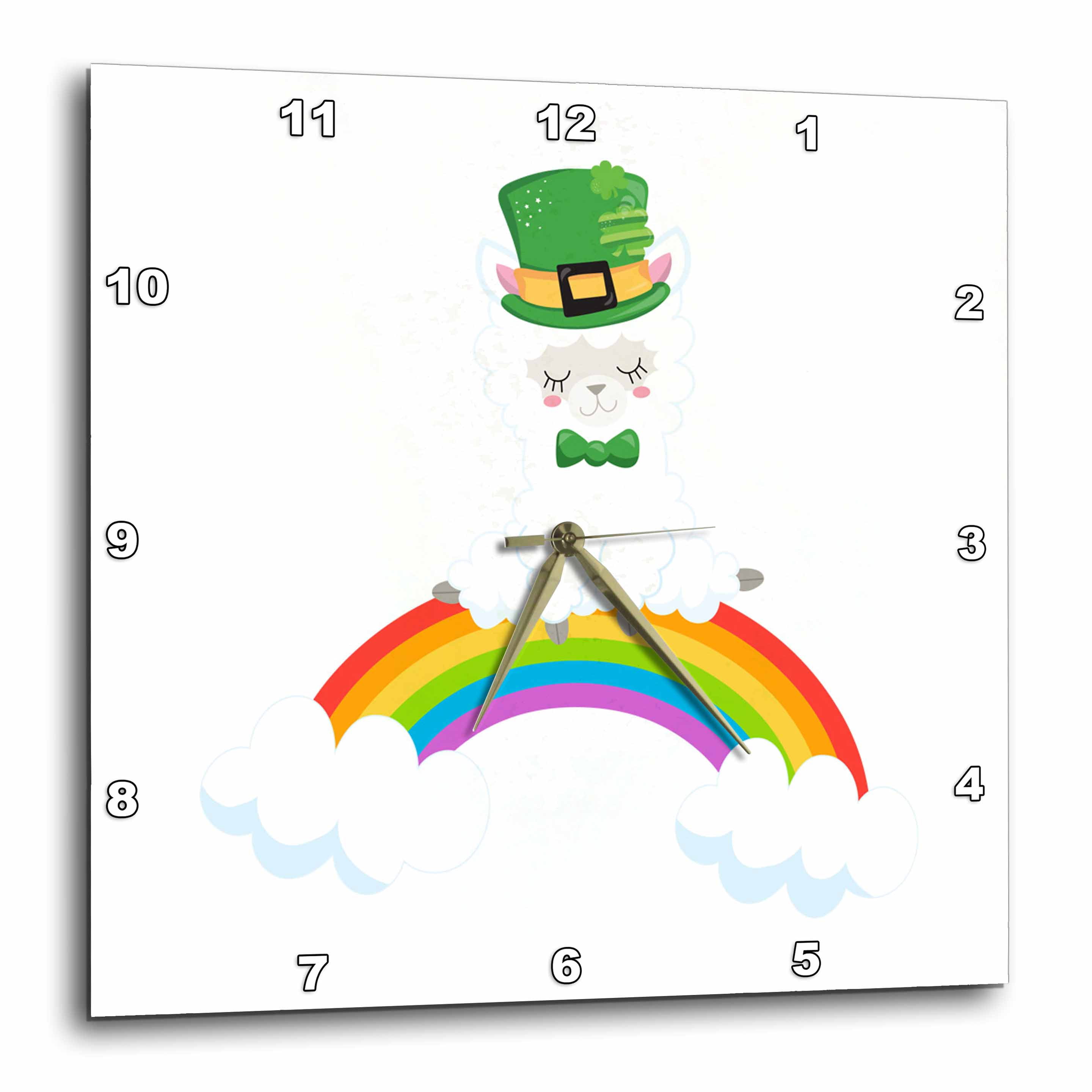 3drose, Cute Fluffy White St Patricks Day Llama Sitting on a Rainbow ...