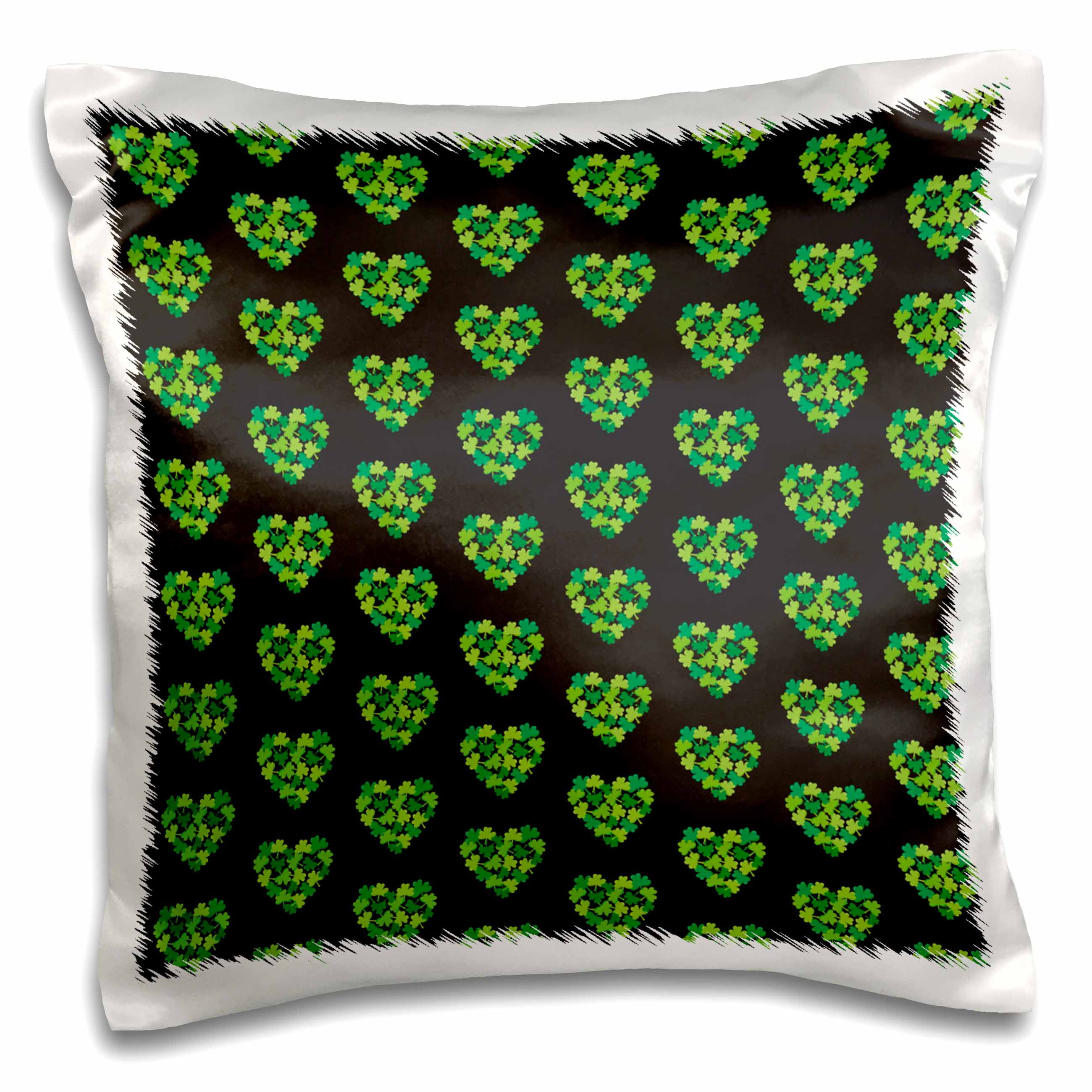 3drose, Cute Four Leaf Clover Hearts Pattern, 16x16 inch Pillow Case ...