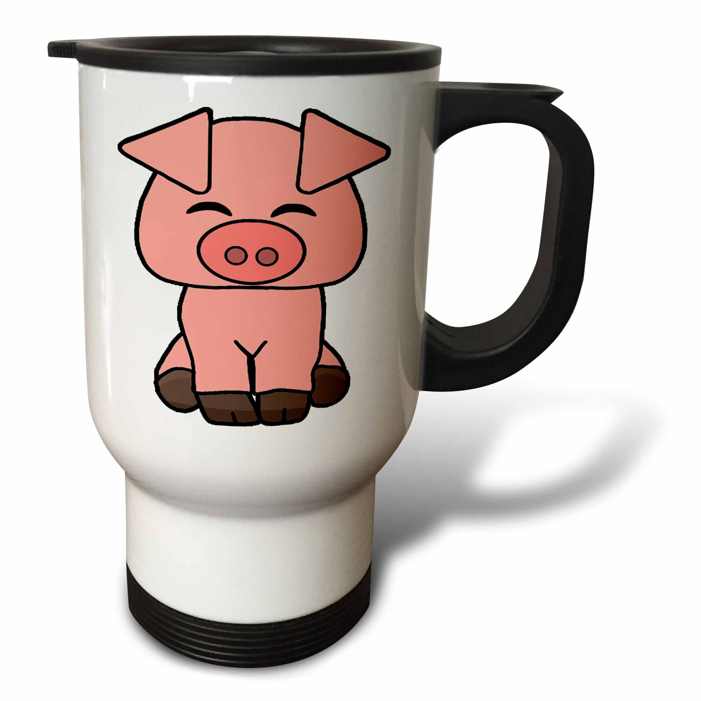 3drose, Cute Fun Creative Pink Pig Cartoon, 14oz Stainless Steel Travel ...