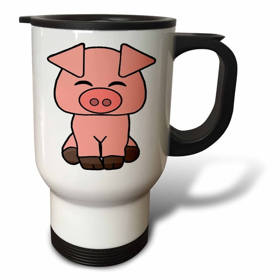 3drose, Cute Fun Creative Pink Pig Cartoon, 14oz Stainless Steel Travel ...