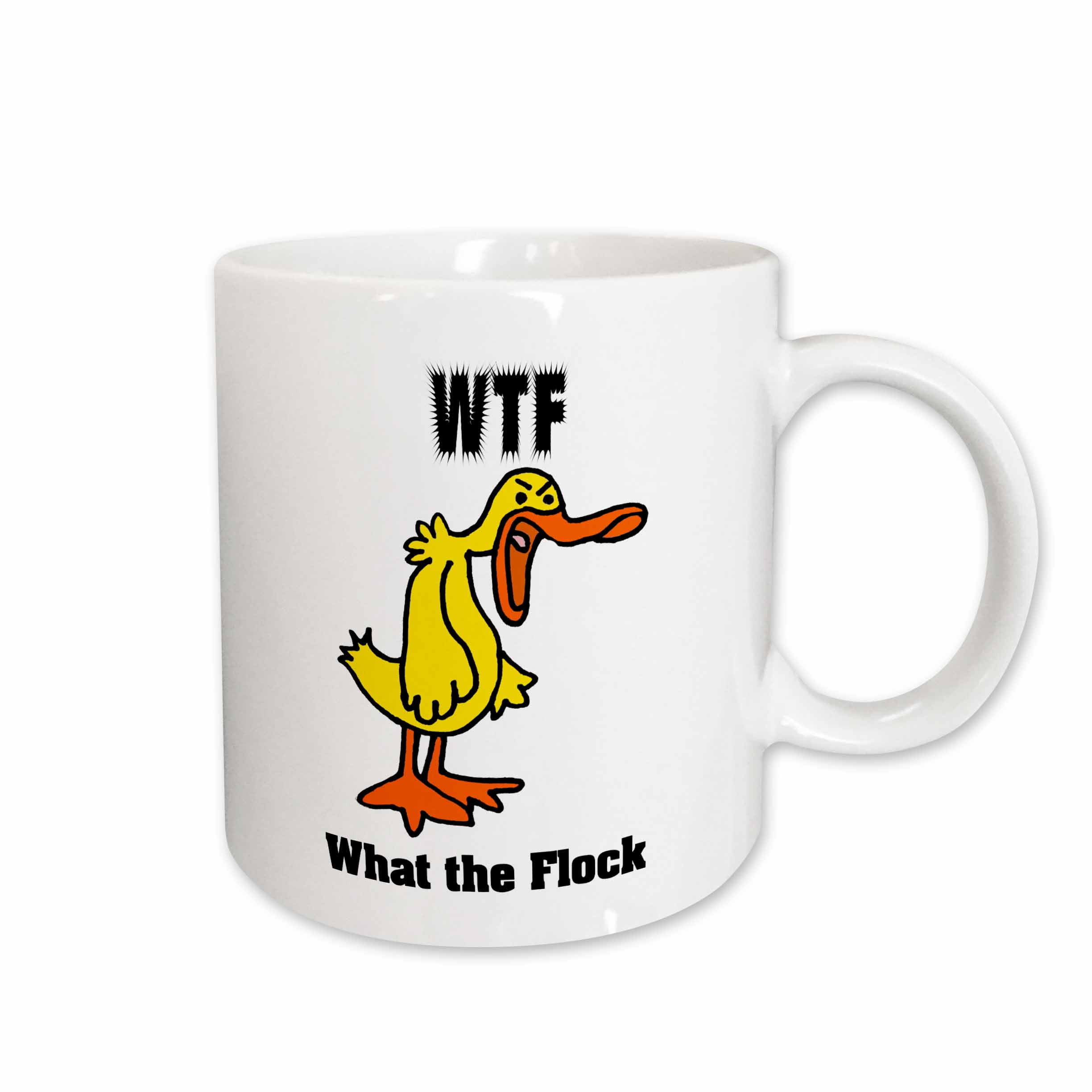 3drose, Cute Funny Angry Duck Yells Wtf What the Flock Pun Cartoon ...