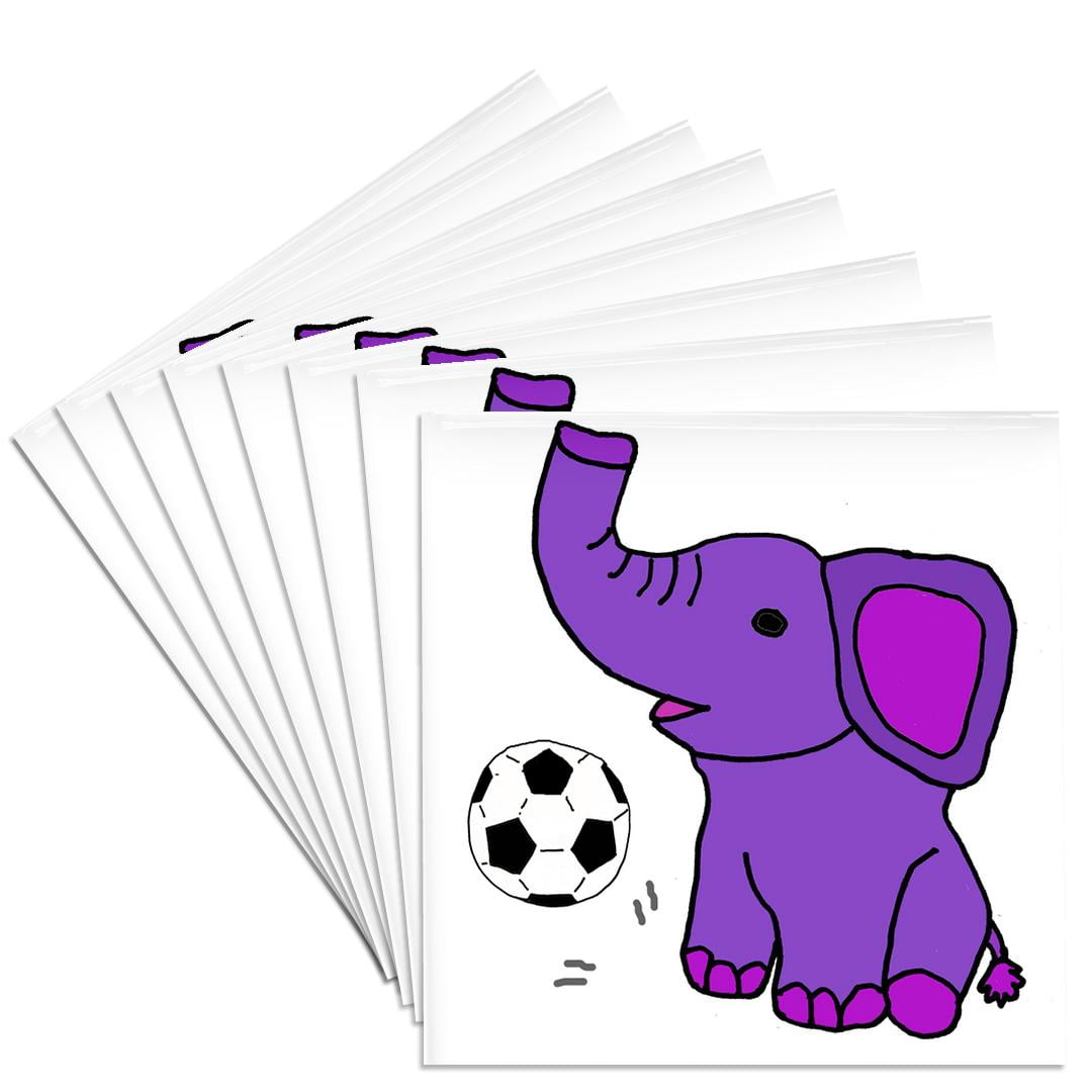 3drose, Cute Funny Baby Purple Elephant Playing Soccer or Football, Set ...