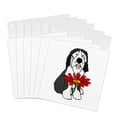 3drose, Cute Funny Bearded Collie Dog with Red Daisy Flower, 6 Greeting ...