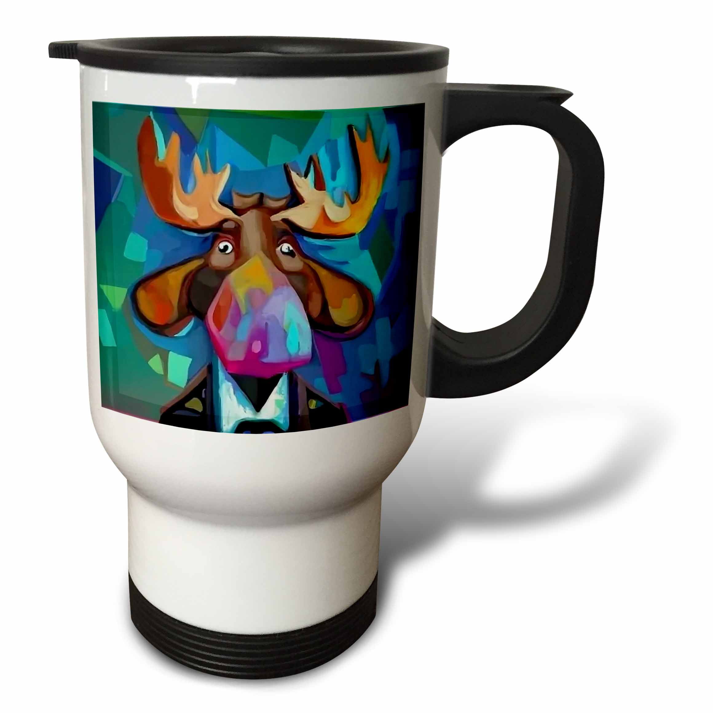 3drose, Cute Funny Colorful Moose Face in Cubism Style Nature Abstract ...