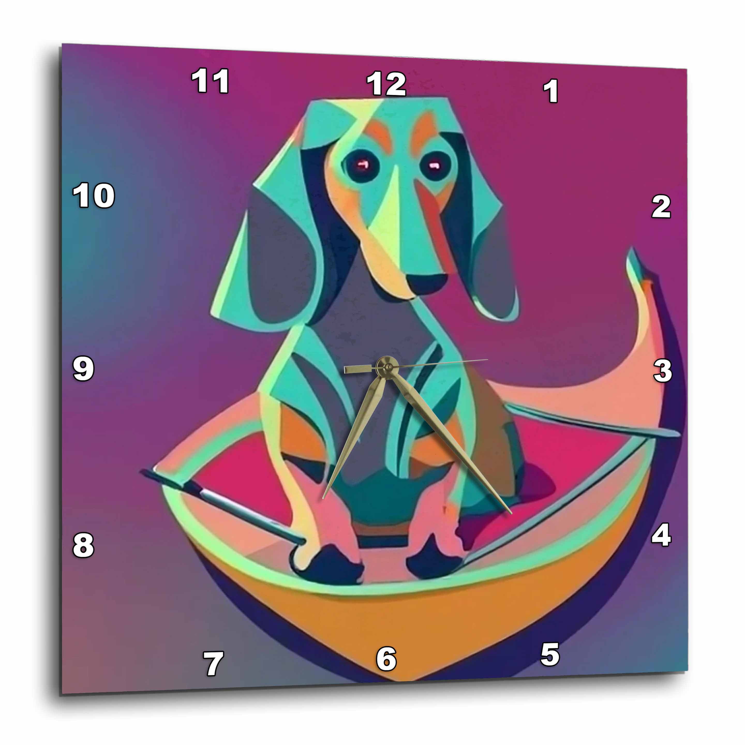 3drose, Cute Funny Dachshund Puppy Dog Kayaking Kayak Nature Cubism ...