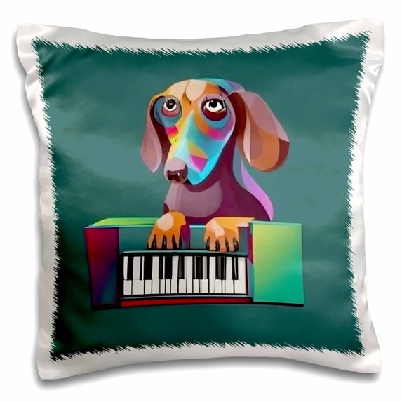 3drose, Cute Funny Dachshund Puppy Dog Playing Piano Music Cubism Style ...