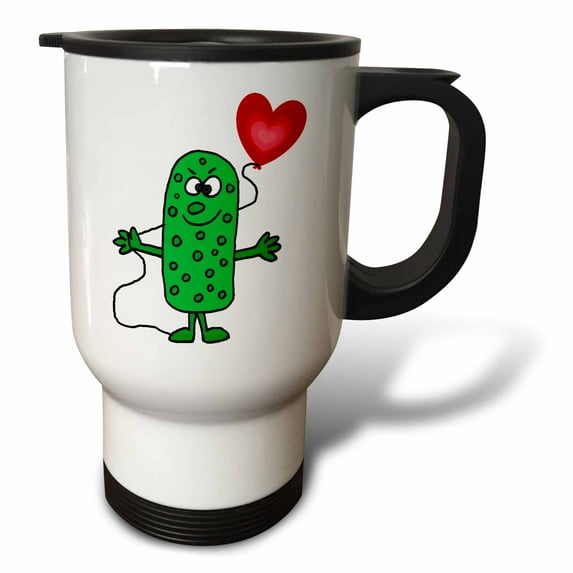 3drose, Cute Funny Dill Pickle Man with Heart Balloon Love Cartoon ...