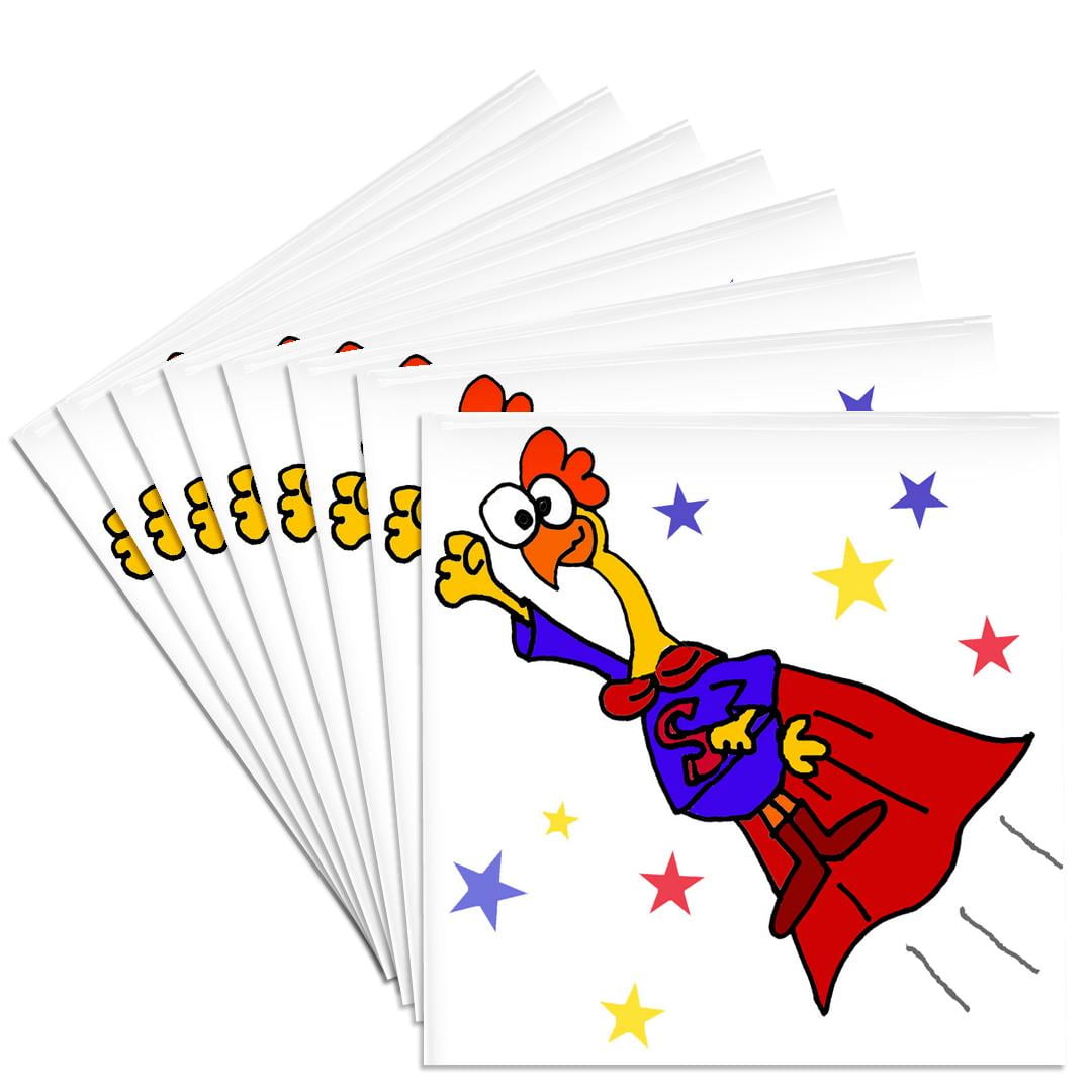 3drose, Cute Funny Flying Rubber Chicken Superhero in Red Cape, Set of ...