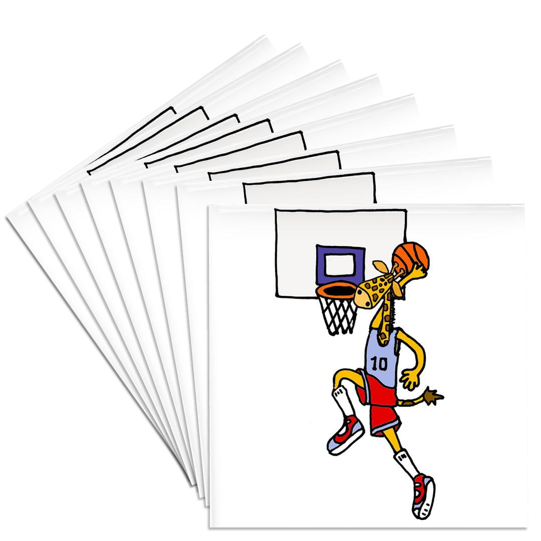 3drose, Cute Funny Giraffe Playing Basketball and Slam Dunking Ball ...