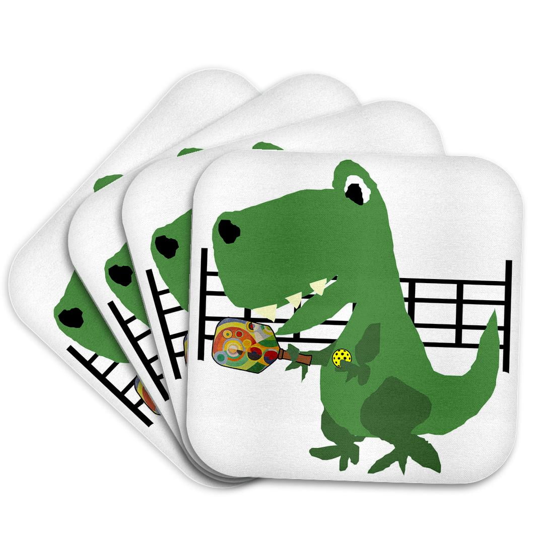 3drose, Cute Funny Green T-rex Dinosaur Pickleball Player Sports ...