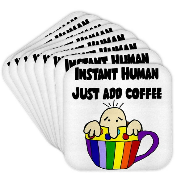 3drose, Cute Funny Instant Human Just Add Coffee Cartoon, Set of 8 ...