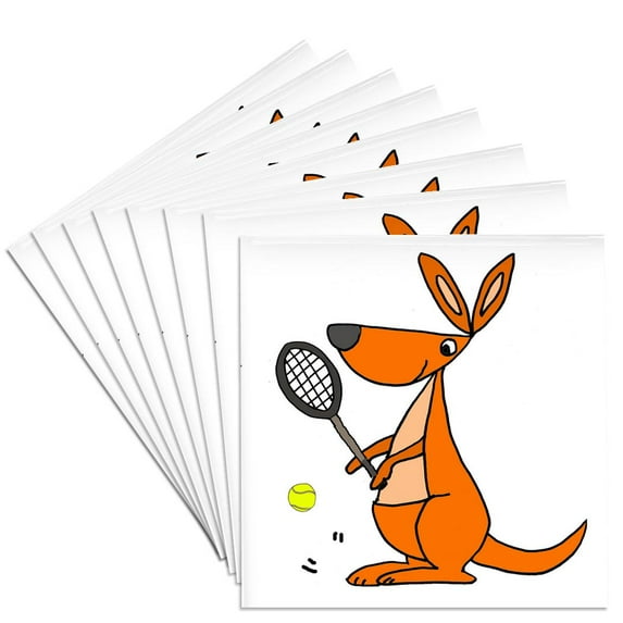 3drose, Cute Funny Kangaroo Playing Tennis Cartoon, Set of 8 Ceramic ...