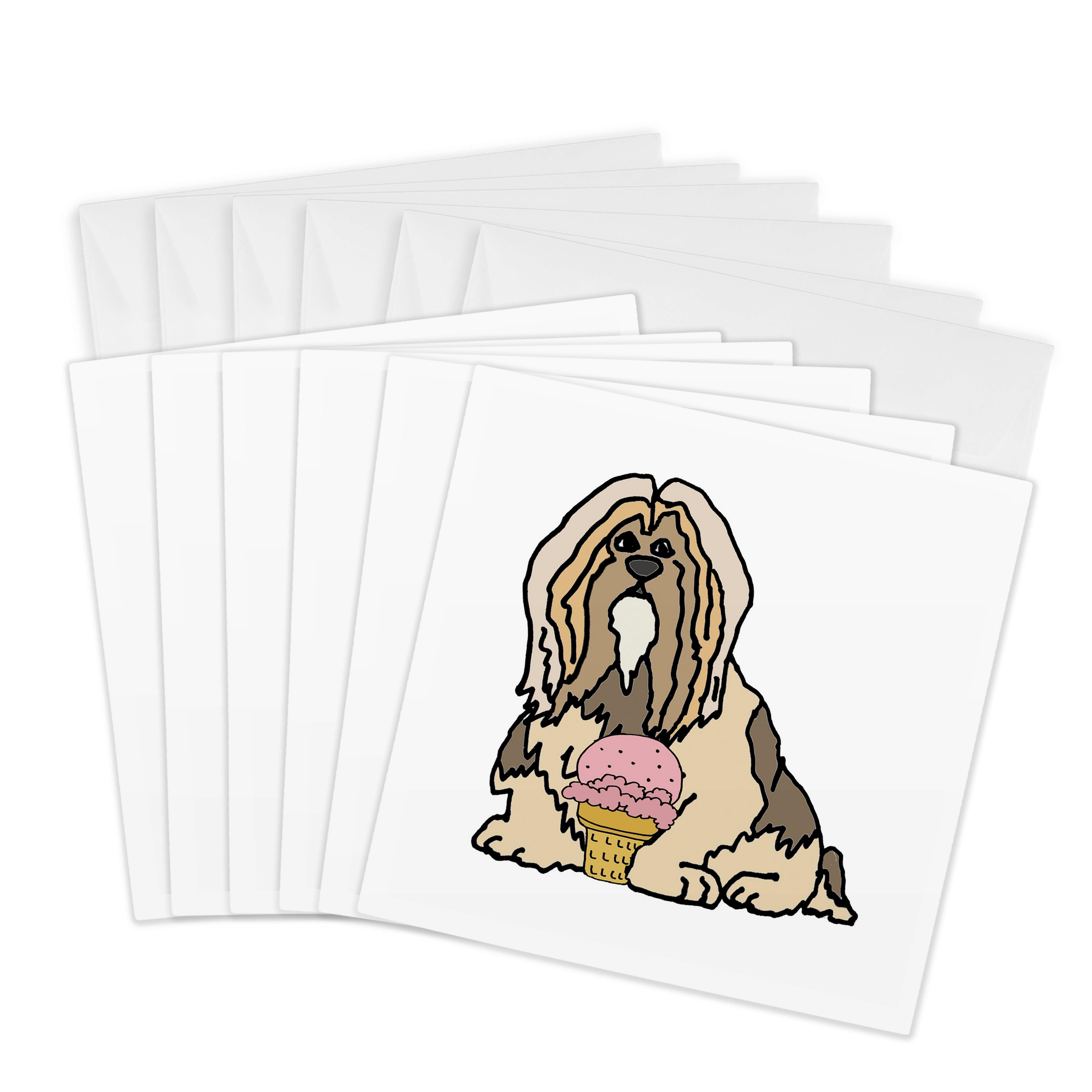 3drose, Cute Funny Lhasa Apso Puppy Dog Eating Ice Cream Cone Cartoon ...