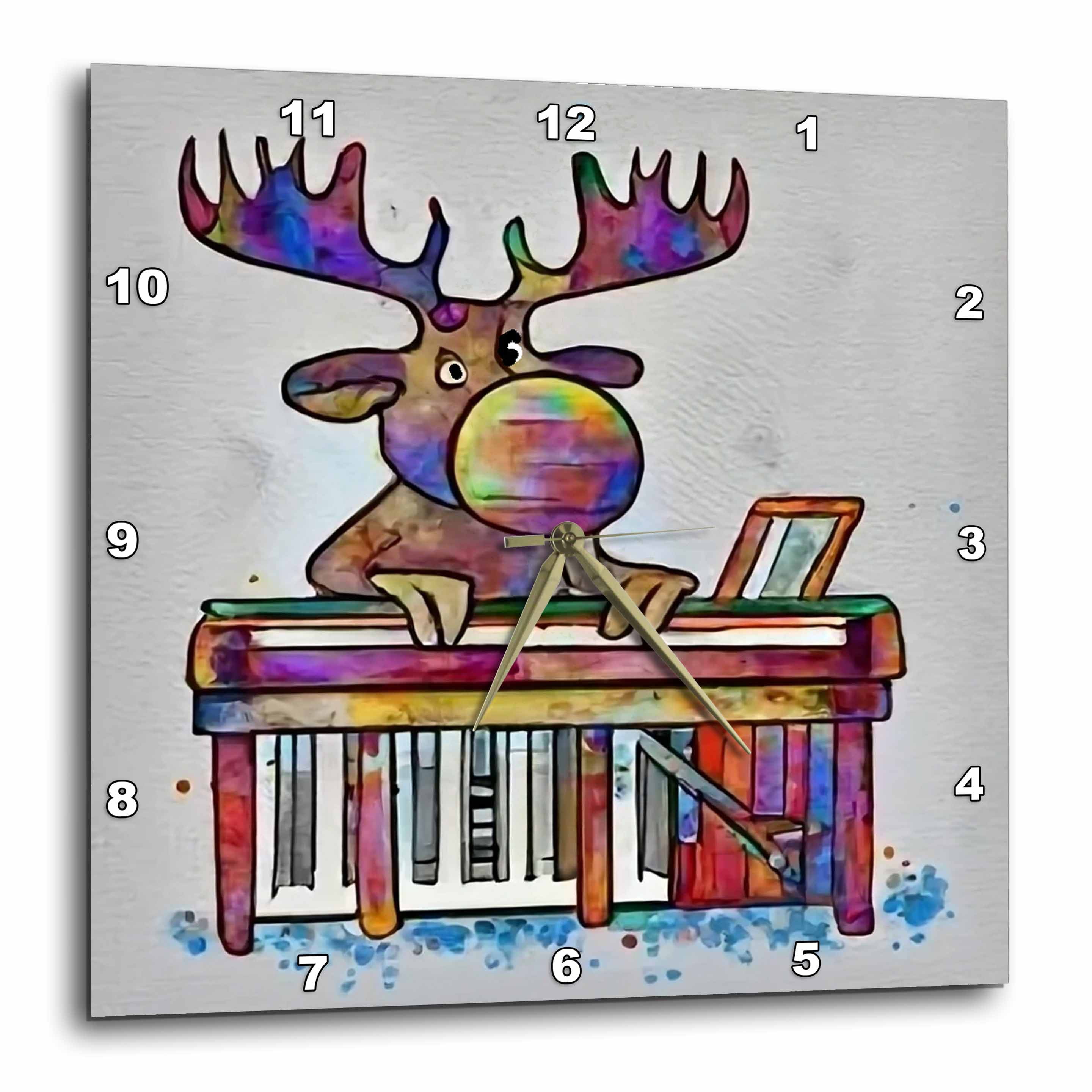3drose, Cute Funny Moose Playing Piano Music Musical Cubism Art, 10x10 ...