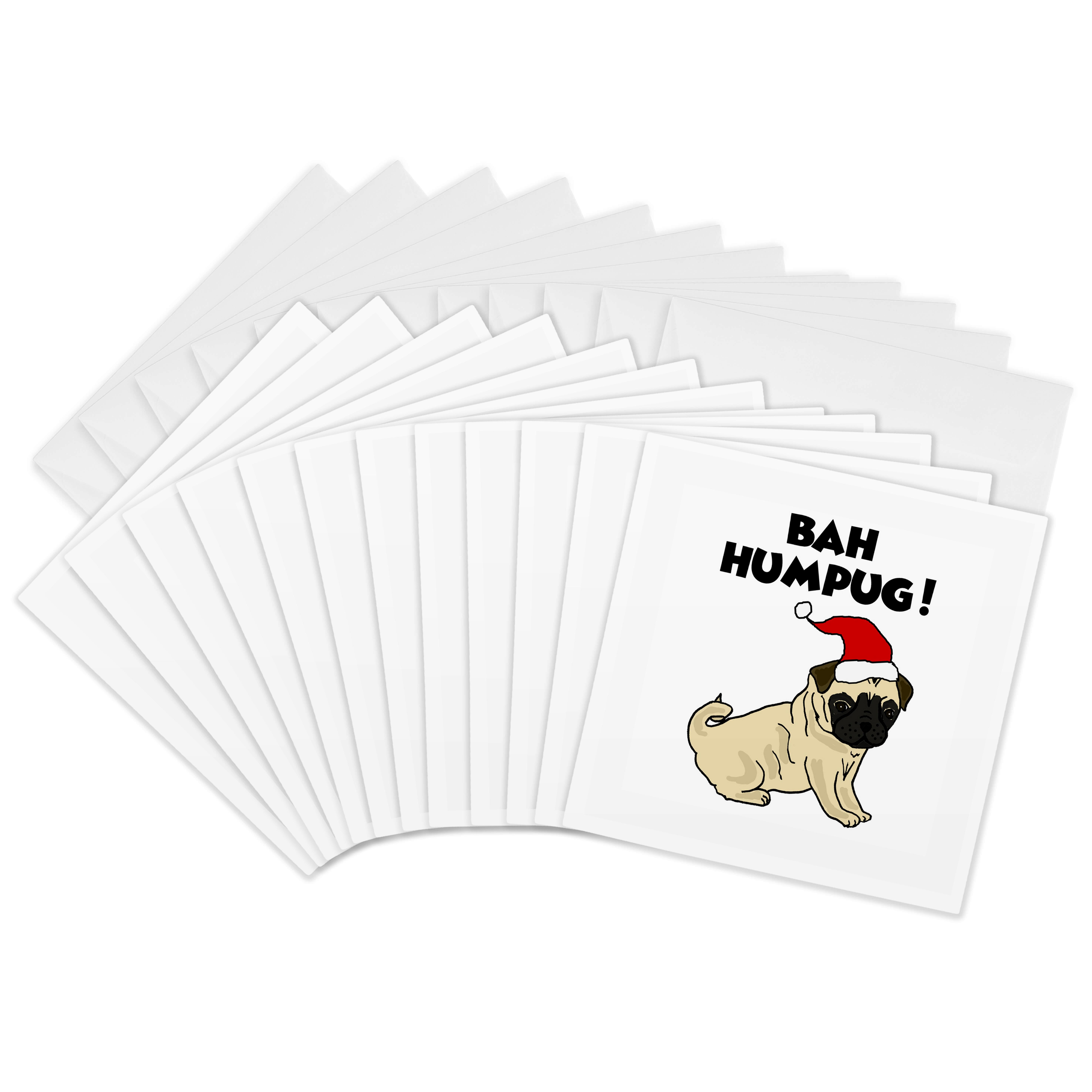 3drose, Cute Funny Pug Puppy Dog Christmas Bah Humbug Bah Humpug Pun ...
