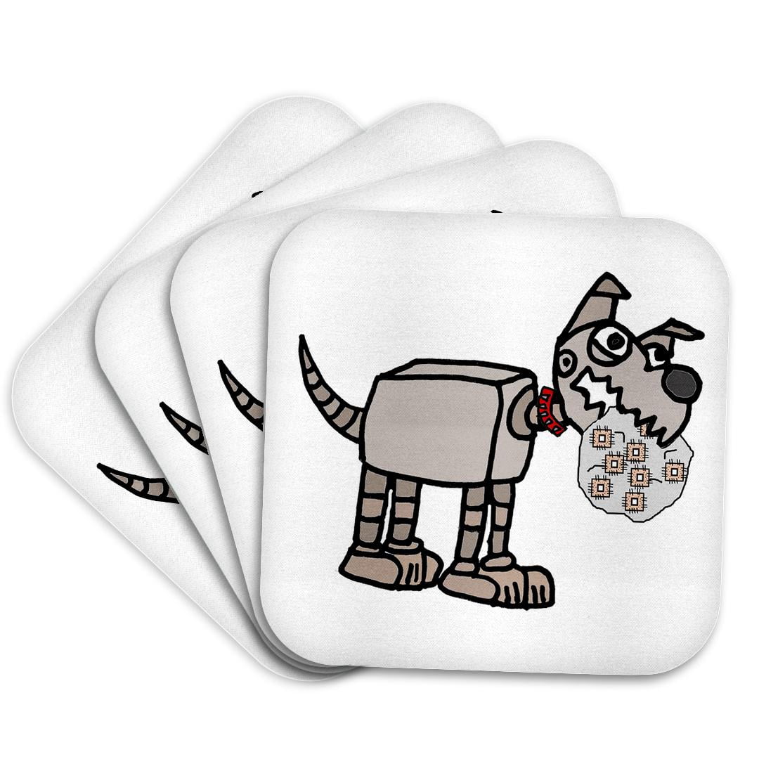 3drose, Cute Funny Robot Dog Eating Semiconductor Chip Cookie Satire ...